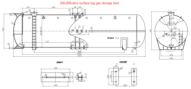 Clw brand biggest volume of 200m3 surface lpg gas storage tank for sale ...